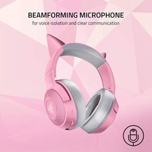 Razer Kraken BT Kitty Edition: Bluetooth 5.0-40ms Low Latency Connection - Custom-Tuned 40mm Drivers - Beamforming Microphone - Powered Chroma - Quartz Pink