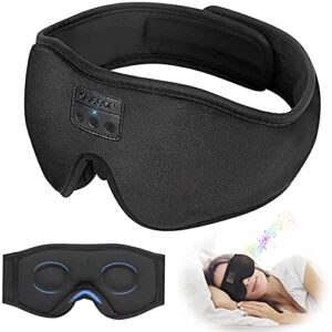 sleep headphone, bluetooth eye mask, wireless bluetooth 5.0 3d sleep earphone, washable music eye mask with adjustable band and stereo speaker for insomnia travel and meditation (black)