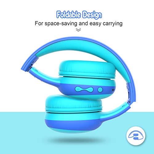 gorsun Bluetooth Kids Headphones with 85dB Limited Volume, Children's Wireless Bluetooth Headphones, Foldable Bluetooth Stereo Over-Ear Kids headsets - Blue