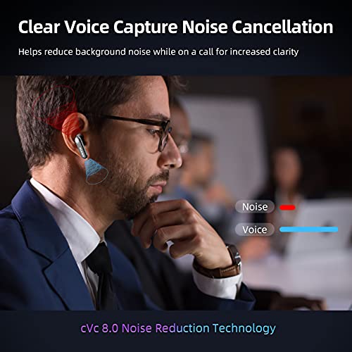 NexiGo Air T2 Ultra-Thin Wireless Earbuds, Qualcomm QCC3040, Bluetooth 5.2, 4-Mic CVC 8.0 Noise Cancelling for Clear Calls, aptX, 28H Playtime, USB-C, IPX5 Waterproof, Black