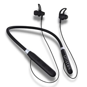 turboo pro kt-n33 u-listen wireless bluetooth neckband headphones super bass noise cancelling microphone built in usb type c foldable wireless headphones new ergonomic design trendy comfy (black)