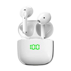 true wireless earbuds,bluetooth headphones 30h playback digital power display,earphones with wireless charging case,ear buds with mic for iphone airpods android white