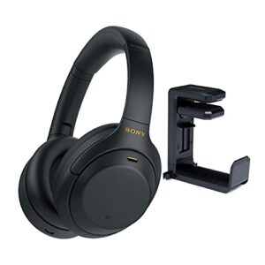 sony wh-1000xm4 wireless noise canceling over-ear headphones (black) bundle with headphone hanger mount (2 items)