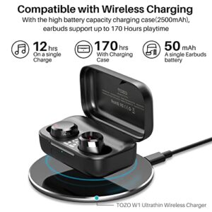 TOZO T12 Pro Wireless Earbuds Bluetooth Headphones with Qualcomm QCC3040 4 Mics CVC 8.0 Call Noise Cancelling and aptX Stereo Headset 2500mAh Charging Case IPX8 Waterproof Earphones Black (Renewed)