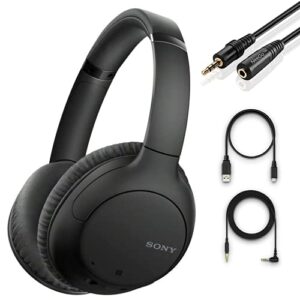 sony noise cancelling headphones – wireless bluetooth over the ear headset with mic for phone-call and alexa voice control – black + neego 3.5mm headphone extension cable, 10ft