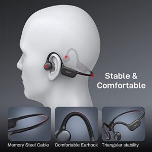 DACOM Bone Conduction Headphones Wireless Bluetooth 5.3 Fast Charge IPX7 Waterproof Sports Open Ear Headphones Built-in Mic with Headband Noise Canceling Earphones for Running Workout Black