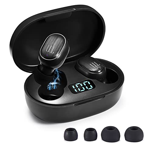 wellqual TWS Wireless Earbuds Sports Earphones Bluetooth V5.0 Headphones Wireless Earphones, LED Power Display Built-in Mic for Clear Calls, Touch Control, Single Twin Mode, Stereo Sound (Black)