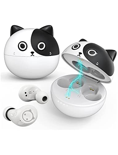 Instiwitt Cute Milk cat Kids Earbuds in-Ear Wireless Bluetooth with Microphone, 36 Hours Play time, Low Latency, is The Best Gift for Halloween, Birthday, Christmas, for School, Work, Sports