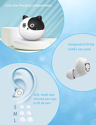 Instiwitt Cute Milk cat Kids Earbuds in-Ear Wireless Bluetooth with Microphone, 36 Hours Play time, Low Latency, is The Best Gift for Halloween, Birthday, Christmas, for School, Work, Sports