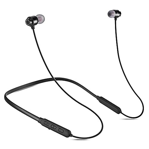 ELEVENSES Bluetooth Headphones v5.1 Magnetic Neckband Earbuds with Microphone Auto Pairing 20Hrs Playtime HD Sound Stereo Bass (Black)