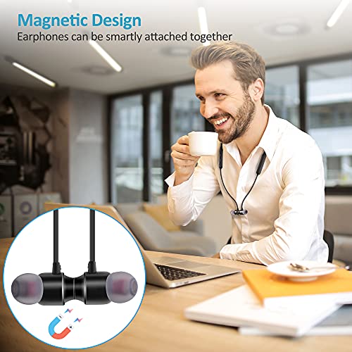 ELEVENSES Bluetooth Headphones v5.1 Magnetic Neckband Earbuds with Microphone Auto Pairing 20Hrs Playtime HD Sound Stereo Bass (Black)