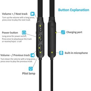 ELEVENSES Bluetooth Headphones v5.1 Magnetic Neckband Earbuds with Microphone Auto Pairing 20Hrs Playtime HD Sound Stereo Bass (Black)