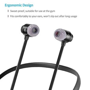 ELEVENSES Bluetooth Headphones v5.1 Magnetic Neckband Earbuds with Microphone Auto Pairing 20Hrs Playtime HD Sound Stereo Bass (Black)