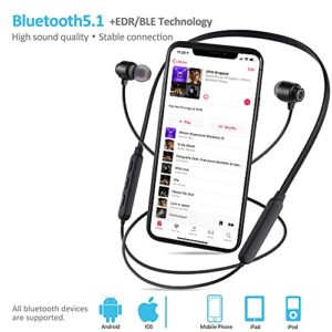 ELEVENSES Bluetooth Headphones v5.1 Magnetic Neckband Earbuds with Microphone Auto Pairing 20Hrs Playtime HD Sound Stereo Bass (Black)