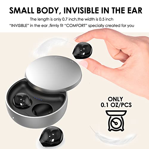 Smallest Invisible Earbuds Wireless Ear Buds Bluetooth in Ear Mini Discreet Small Tiny Earpiece Sleep Earbuds Hidden with Charging Case Headphones for Small Ears Work Sleeping Android iOS Black