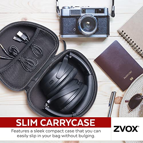 ZVOX Noise Cancelling Headphones - Over Ear Bluetooth Headphones with AccuVoice Technology, Wireless Bluetooth Headphones with Microphone, AV52 Wireless Over the Ear Headphones & Carrying Case - Black