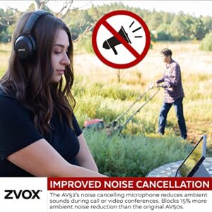 ZVOX Noise Cancelling Headphones - Over Ear Bluetooth Headphones with AccuVoice Technology, Wireless Bluetooth Headphones with Microphone, AV52 Wireless Over the Ear Headphones & Carrying Case - Black