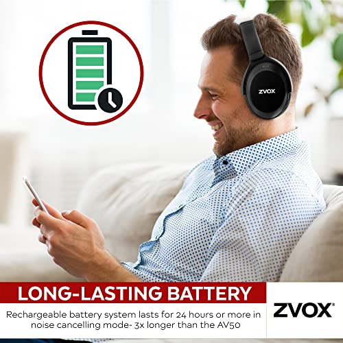 ZVOX Noise Cancelling Headphones - Over Ear Bluetooth Headphones with AccuVoice Technology, Wireless Bluetooth Headphones with Microphone, AV52 Wireless Over the Ear Headphones & Carrying Case - Black