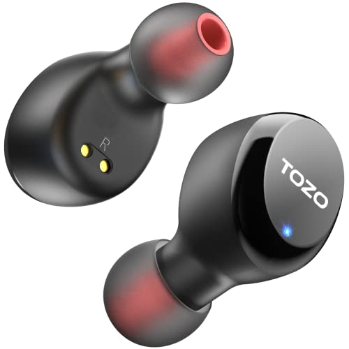 TOZO T6S Bluetooth 5.2 2022 New Version True Wireless Earbuds Environmental Noise Cancellation Stereo Headphones Built in Mic Headset Premium Sound with Deep Bass Support APP Control for Sport