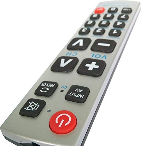 LuckyStar Big Button Universal Remote Control A-TV2, Initial Setting for Lg, Vizio, Sharp, Zenith, Panasonic, Philips, RCA - Put Battery to Work, No Program Needed