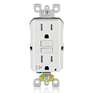 leviton gfta2-w smartlockpro self-test slim gfci with audible trip alert, wallplate included, 20 amp, white