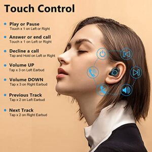 Bluetooth Wireless Earphones for Samsung Galaxy S22 Ultra Z Flip 3 True Wireless Earbuds with LED Display Noise Cancelling Deep Bass Stereo Sound Headset in-Ear with Mic for iPhone Samsung Black