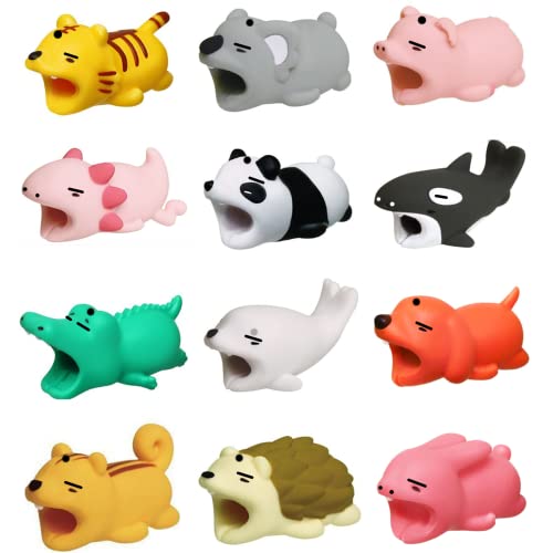 Phone Charger Cable Protector Animals - 12 USB Charger Cord Protector for iPhone, iPad, Android, Samsung, Animal Bite Charging Cable Savers