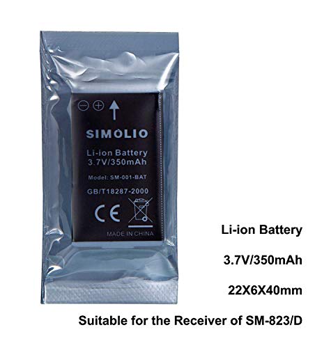 Li-ion Battery for SIMOLIO Wireless TV Headphones SM-823, SM-823D, Rechargeable and Replaceable Battery for Simolio Wireless TV Hearing Assistance Headsets