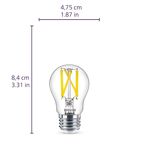 Philips LED Flicker-Free A15 Ultra Definition Light Bulb, Dimmable Warm Glow Effect, 750 Lumen, 2700-2200K, EyeComfort Technology, 6.6W=60W, E26 Base, Title 20 Certified, 2-Pack