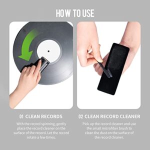 CLICK CLEAN Vinyl Record Cleaner Brush, Anti-Static Vinyl Record Cleaner Kits, Includes Ultra-Soft Velvet Brush & Small Microfiber Brush, Drawstring Storage Pouch