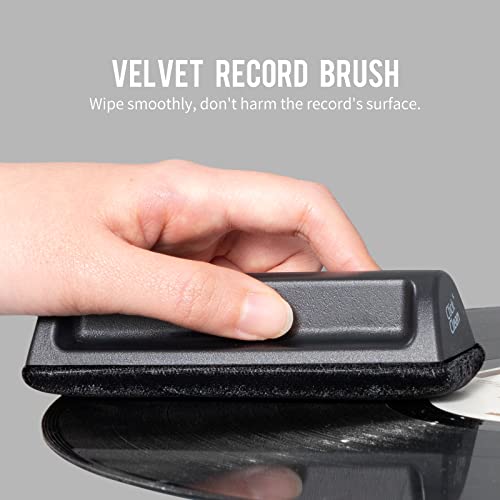 CLICK CLEAN Vinyl Record Cleaner Brush, Anti-Static Vinyl Record Cleaner Kits, Includes Ultra-Soft Velvet Brush & Small Microfiber Brush, Drawstring Storage Pouch