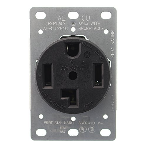 Leviton 278-S00 4-Wire, 30-Amp, 250V Flush Mount Dryer Receptacle,Black