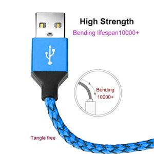 Micro USB Charger Cable Blue - Sagmoc Android Charging Cord Nylon Braided 5 Pack 2FT 3FT 6FT 6FT 10FT for Samsung S7 S6 Edge, Kindle, Note 5, Android Smartphone, MP3, Tablet and More