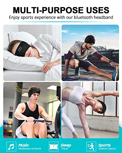 LC-dolida Sleep Headphones Bluetooth Headband, Cozy Band Wireless Headphones, Sleep Mask with Bluetooth Thin HD Stereo Speakers Perfect for Side Sleepers, Sport, Yoga, Travel