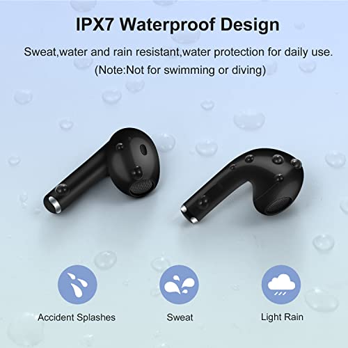 Bluetooth Headphones True Wireless Earbuds 60H Playback LED Power Display Earphones with Wireless Charging Case IPX7 Waterproof in-Ear Earbuds with Mic for TV Smart Phone Computer Laptop Sports