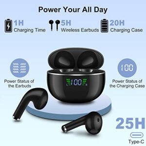 Bluetooth Headphones True Wireless Earbuds 60H Playback LED Power Display Earphones with Wireless Charging Case IPX7 Waterproof in-Ear Earbuds with Mic for TV Smart Phone Computer Laptop Sports