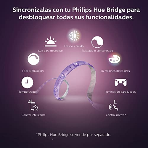 Philips Hue Lightstrip Starter Kit + Extension (1 Hue Hub, 9ft lightstrip, Power Plug), Sync with Music, Compatible with Alexa, Apple HomeKit, Google Assistant