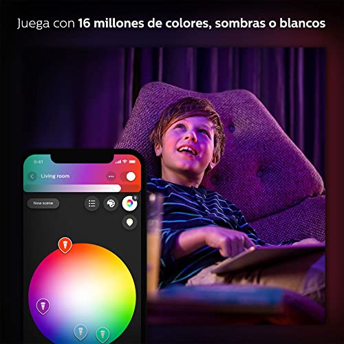 Philips Hue Lightstrip Starter Kit + Extension (1 Hue Hub, 9ft lightstrip, Power Plug), Sync with Music, Compatible with Alexa, Apple HomeKit, Google Assistant