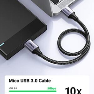 UGREEN Micro USB 3.0 Cable, USB 3.0 A to Micro B Cord Nylon Braided External Hard Drive Cable Compatible with Samsung Galaxy S5, Note 3/Pro 12.2, Western Digital, Toshiba, My Passport, etc 1.5 FT