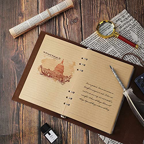 Billtigif PU Leather Journal Notebook, Refillable Travel Vintage Writing Journals Diary, Gifts for Women, Men, Teen Girls and Boys, 100GSM Lined Paper,160 Pages(Green, A5 9.2" x 6.5")