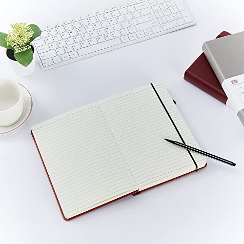 996DEMING Lined Journal Notebook - 365 Pages Journals for Writing A5 College Ruled Notebook,100gsm Lined Paper,Leather Hardcover Journal for Men and Women,Office Notebook for Work,5.75'' X 8.38'' (Yellow,A5)