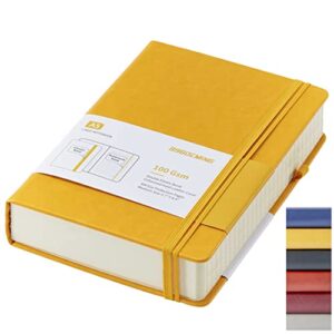 996deming lined journal notebook – 365 pages journals for writing a5 college ruled notebook,100gsm lined paper,leather hardcover journal for men and women,office notebook for work,5.75” x 8.38” (yellow,a5)