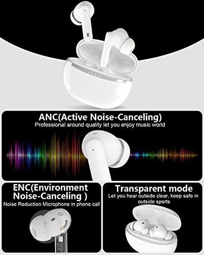 Wireless Earbuds, Bluetooth 5.3 Earbuds in-Ear, 50Hrs Playtime True Wireless Earphones Build in ENC and ANC Noise Cancelling Mic, with Charging Case, IP7 Waterproof Sport EarBuds for iPhone & Android