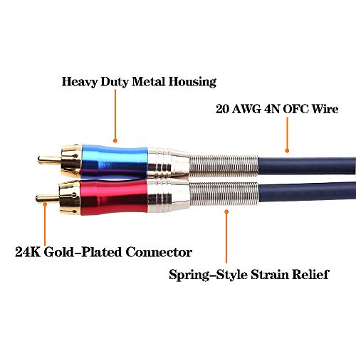 DISINO Dual RCA to XLR Male Y Splitter Patch Cable, Unbalanced 2 RCA/Phono Plug to 1 XLR Splitter Duplicator Lead Y-Cable Adapter -5feet/1.5m