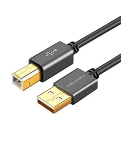 cablecreation usb printer cable 5ft, usb 2.0 printer cable to computer, usb a to usb b printer cord for hp, brother, epson, canon, piano, dac, aluminum case, black 1.5m