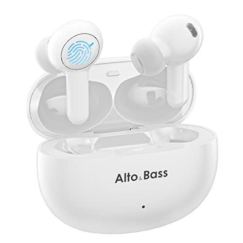 Wireless Earbuds, Bluetooth 5.3 Headphones with 4-Mics ENC Noise Cancelling Bluetooth Earbuds Touch Control Deep Bass Stereo Earphones Sweatproof 30H Playtime Wireless Ear Buds for iPhone Android