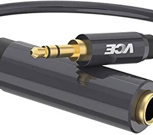 VCE 1/4" to 1/8" Adapter, 3.5mm 1/8 inch Male to 6.35mm 1/4 inch Female Audio Jack Gold Plated Adapter for Amplifiers, Guitar, Home Theater Devices, Laptop, Headphones - 8 inch