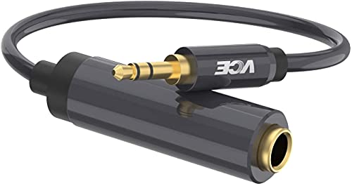 VCE 1/4" to 1/8" Adapter, 3.5mm 1/8 inch Male to 6.35mm 1/4 inch Female Audio Jack Gold Plated Adapter for Amplifiers, Guitar, Home Theater Devices, Laptop, Headphones - 8 inch