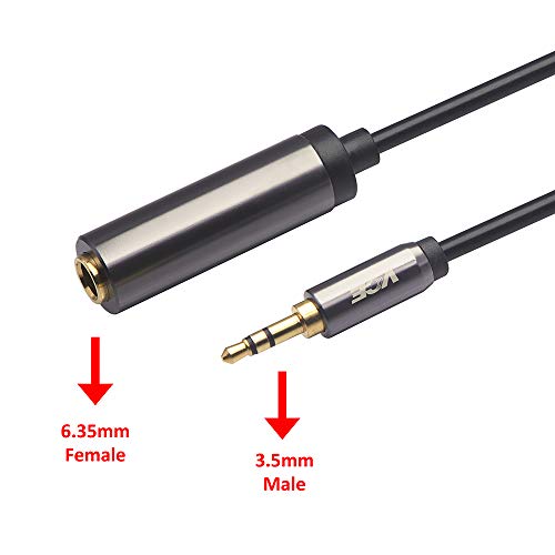 VCE 1/4" to 1/8" Adapter, 3.5mm 1/8 inch Male to 6.35mm 1/4 inch Female Audio Jack Gold Plated Adapter for Amplifiers, Guitar, Home Theater Devices, Laptop, Headphones - 8 inch