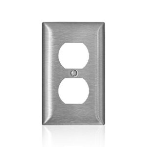 leviton sl8 c-series 1-gang duplex receptacle wallplate, type 430 stainless steel